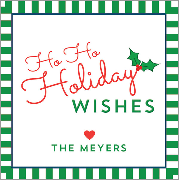 HO HO Holiday Wishes Christmas Personalized Gift Sticker | Set of 24 ...