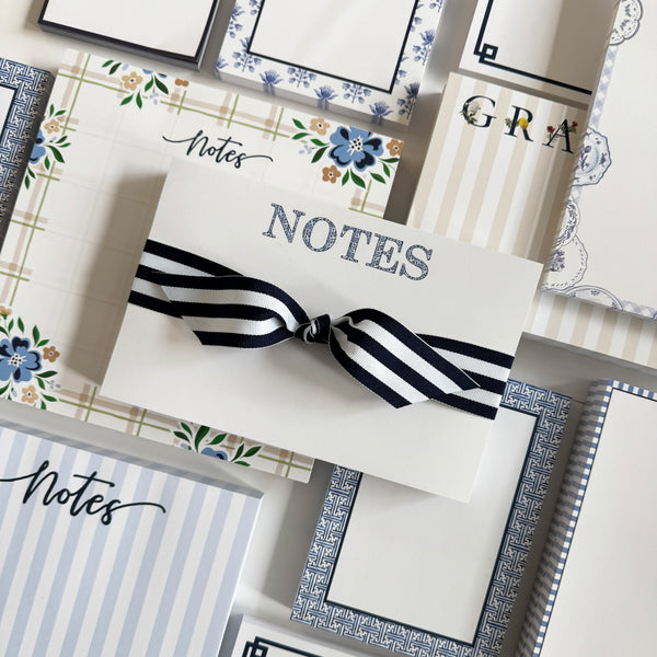 Stock Shoppe: 5x7 Navy Basketweave Notepad - WH Hostess Social Stationery