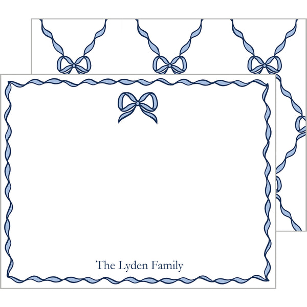 Bow Lattice Personalized Flat Notecard | Blue - WH Hostess Social ...