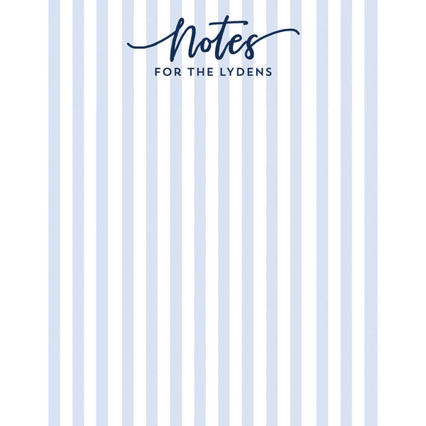 Cabana Stripes Personalized Notepad | Blue - WH Hostess Social Stationery
