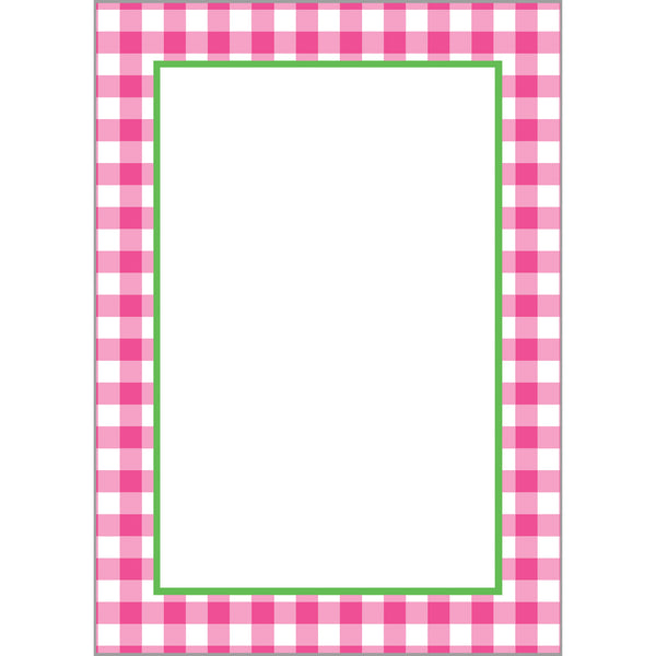 Stock Shoppe: 5x7 Hot Pink Gingham Notepad - WH Hostess Social Stationery
