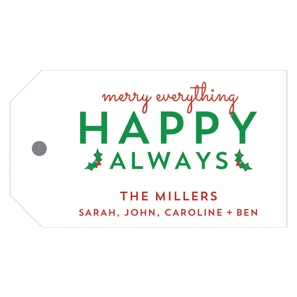 Merry Everything Happy Always Christmas Personalized Gift Tags - WH ...