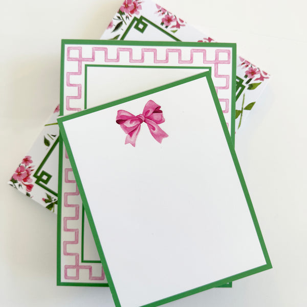 Stock Shoppe: 4x5 Pink Bow Notepad - WH Hostess Social Stationery