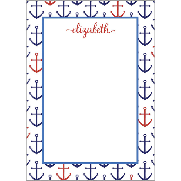 Preppy Anchor Personalized Notepad - WH Hostess Social Stationery
