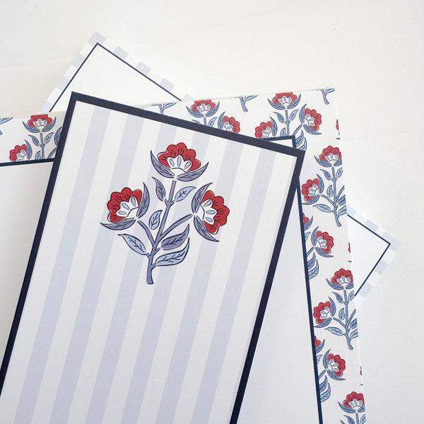 Stock Shoppe: 4.25x8.5 Red Floral Block Print Notepad - WH Hostess ...