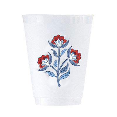 Red Floral Block Print Shatterproof Cups | Set of 8 - WH Hostess Social ...