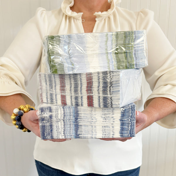 WH Paper Guest Towels | Hydrangeas Stripe - WH Hostess Social Stationery