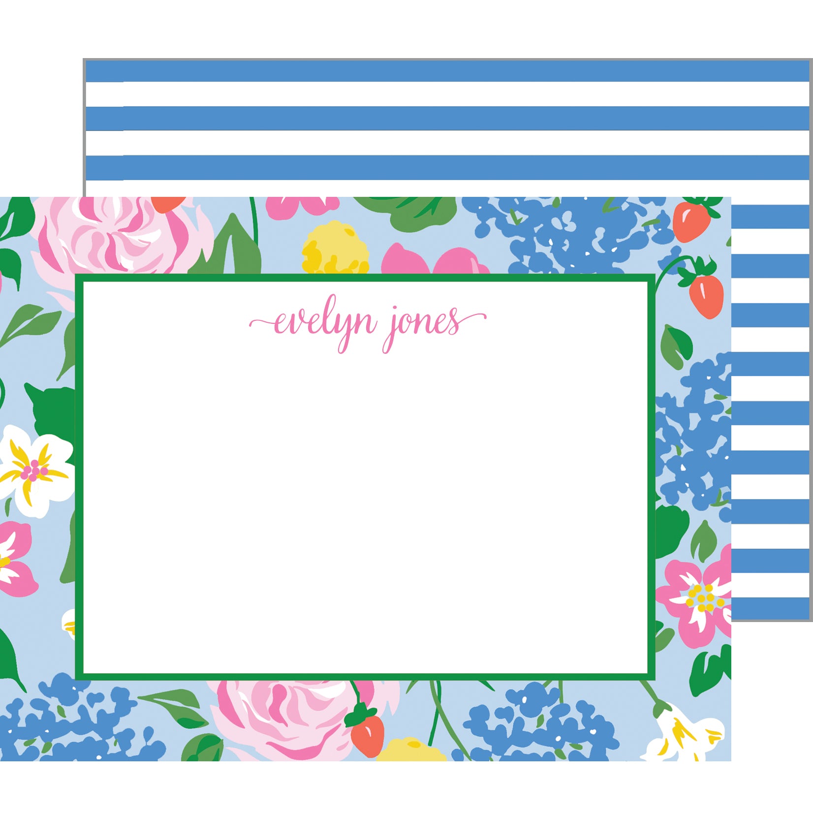 Personalized Preppy Stationery Flat Notecards - WH Hostess Social ...