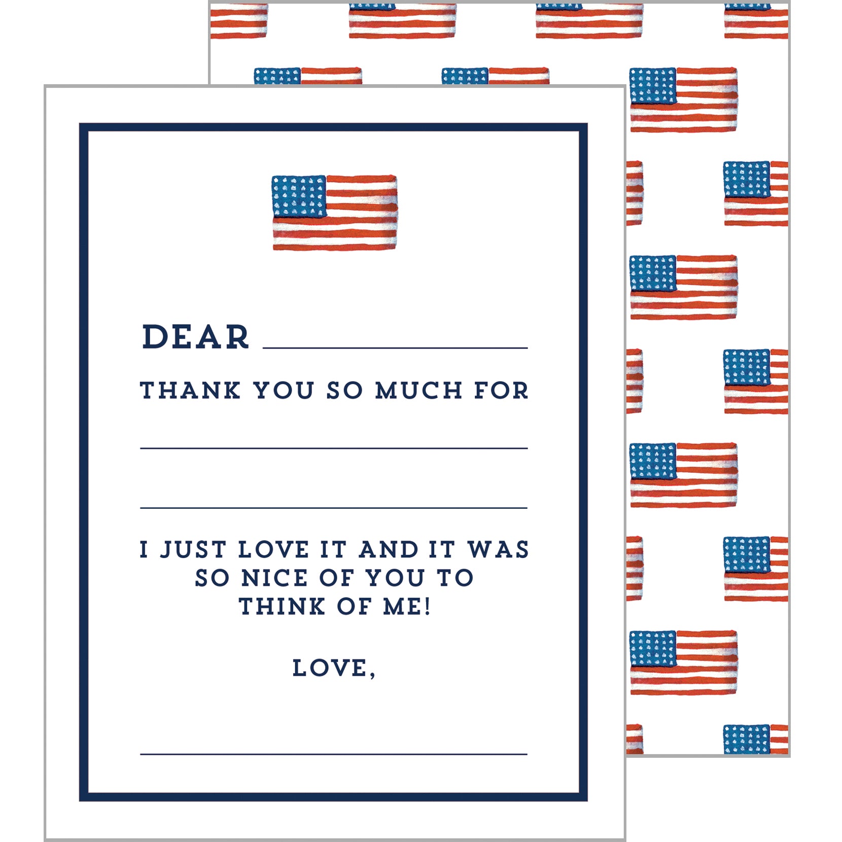 In Stock Fill In the Blank Flat Notecards | American Flag - WH Hostess ...