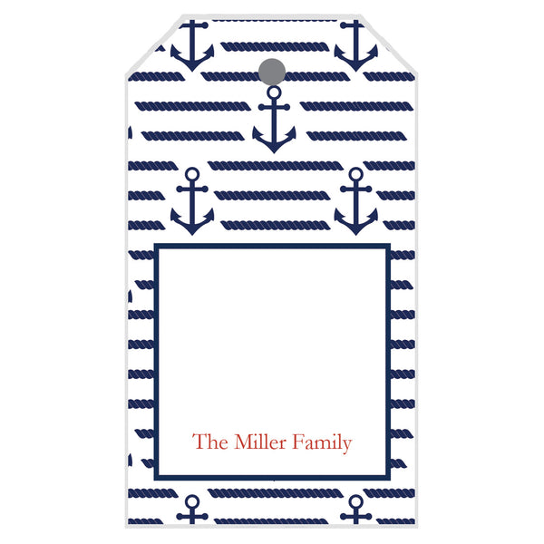 Anchor Stripe Print Personalized Gift Tags - WH Hostess Social Stationery