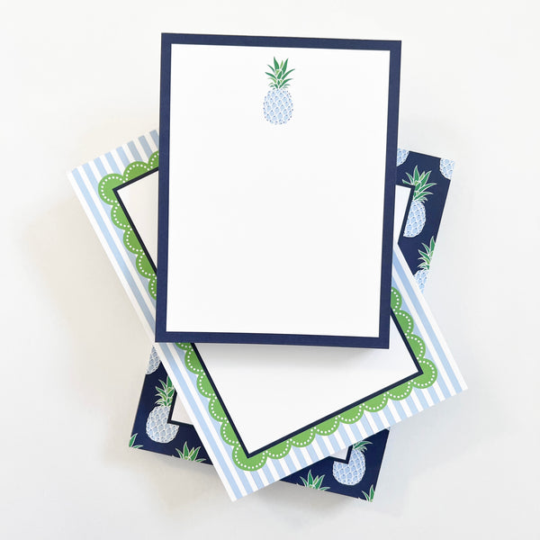 Stock Shoppe: 4x5 Blue Pineapple Notepad - WH Hostess Social Stationery
