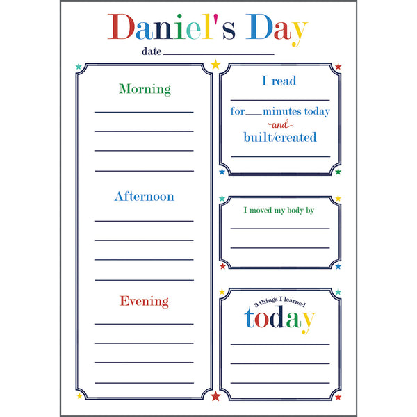 5x7 Kids Daily Planner Notepad (100 pages) | Primary Colors - WH ...