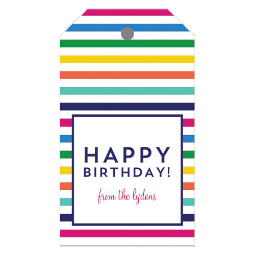 Colorful Stripe Personalized Gift Tags - WH Hostess Social Stationery
