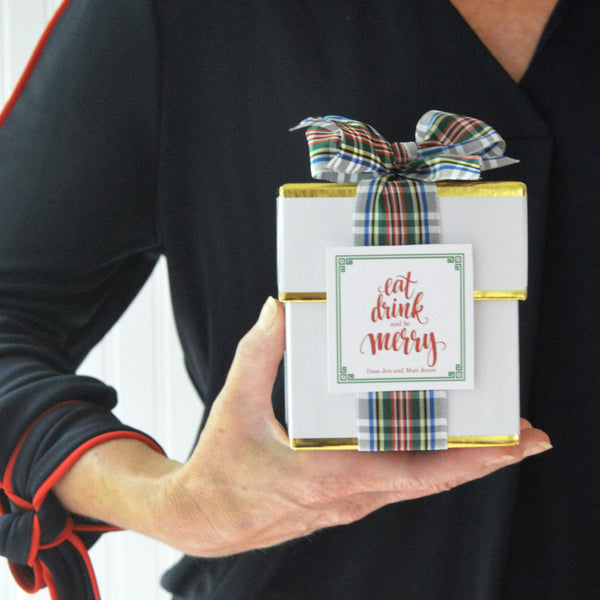 Eat Drink and Be Merry Christmas Gift Sticker | Set of 24 - WH Hostess ...