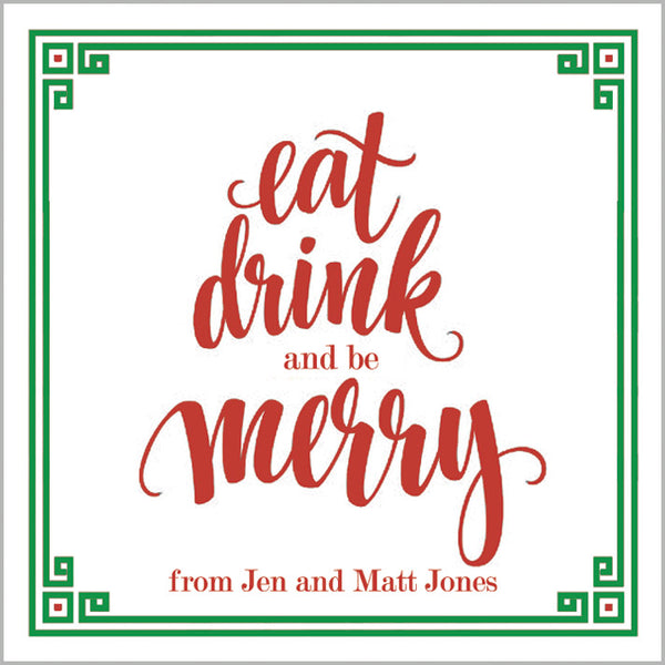 Eat Drink and Be Merry Christmas Gift Sticker | Set of 24 - WH Hostess ...