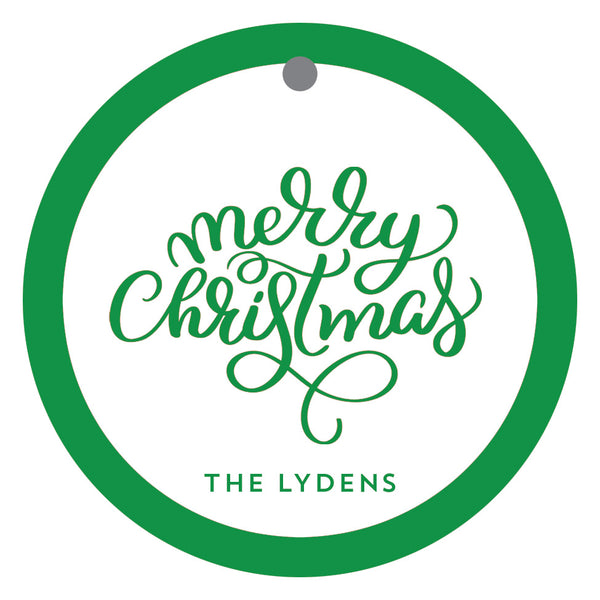 Green Merry Christmas Round Gift Tags - WH Hostess Social Stationery