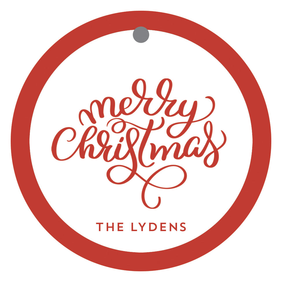 Red Merry Christmas Round Gift Tags - WH Hostess Social Stationery