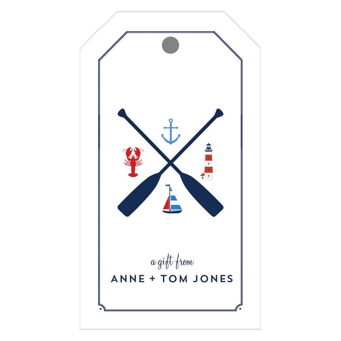 Nautical Crest Personalized Gift Tags - WH Hostess Social Stationery