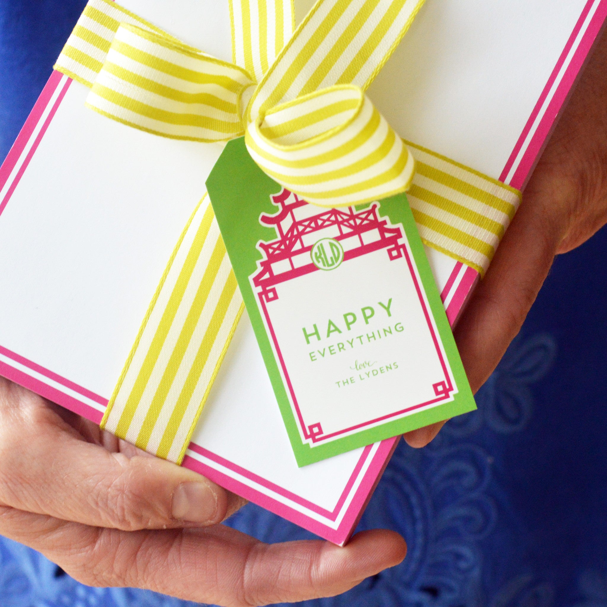 Monogrammed Pagoda Gift Tags | More Colors - WH Hostess Social Stationery