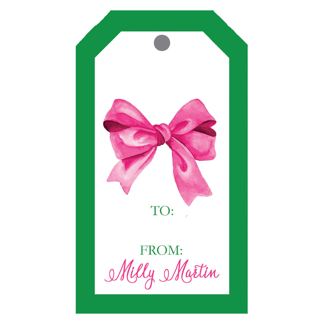 Hot Pink Bow Personalized Gift Tags - WH Hostess Social Stationery