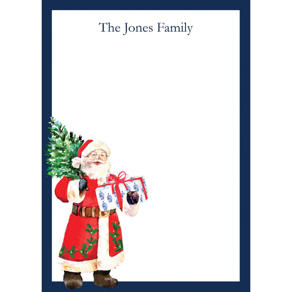 Santa Claus with Gift Personalized Notepad - WH Hostess Social Stationery