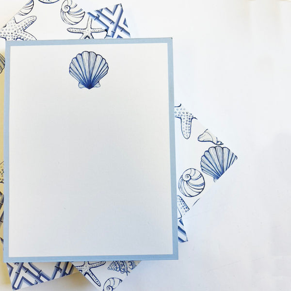 Sea Shells Border Personalized Notepad - WH Hostess Social Stationery