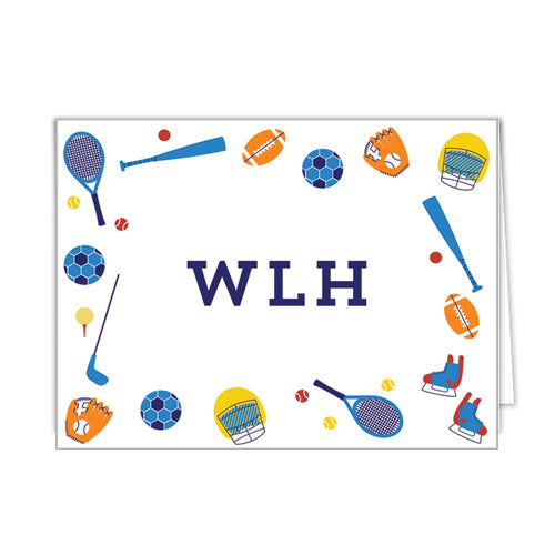 Sports Personalized Folded Notecards - WH Hostess Social Stationery