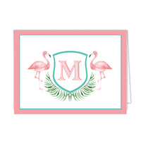 Watercolor Pink Flamingo Personalized Folded Notecards - WH Hostess ...